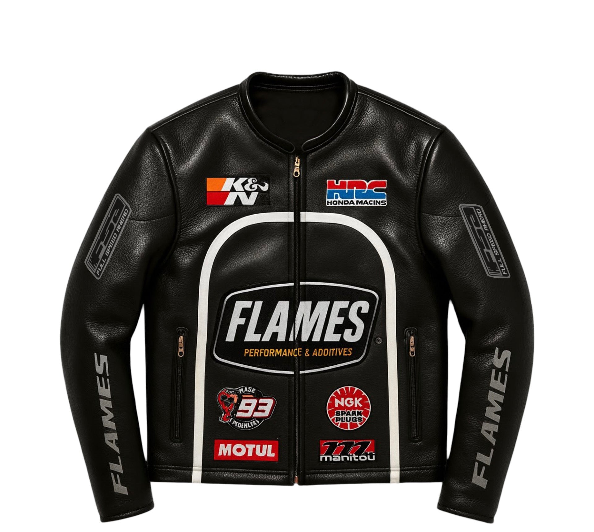 BLACK-WHITE RACING JACKET – THE FLAMES